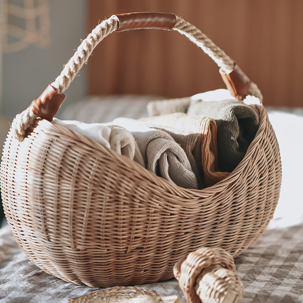 Rattan Half Moon Basket – Olli Ella USA